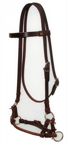 Side Pull - Latigo Braided Noseband - Latigo Harness - Bidløs Western - McCabes Rideudstyr