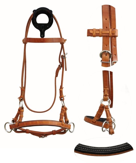Side Pull - SINGLE LEATHER NOSEBAND - Harness Sidepull - SOFT PADDED