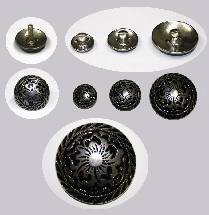 Concho - Black Satin Flower Design - med skrue